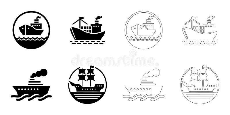 100 Ship Icons Set, Outline Style Stock Vector - Illustration of alarm ...