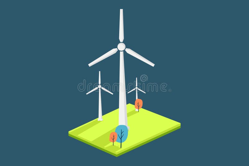 Isometric Wind Farm Graphic: Green Energy Concept Stock Vector ...