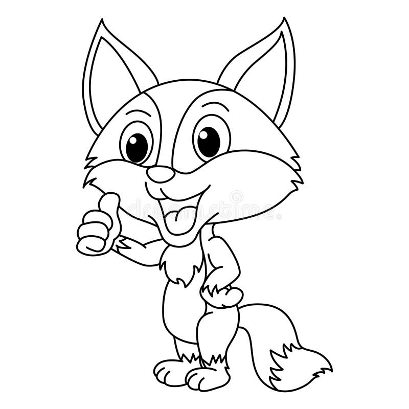 Funny Fox Cartoon Characters Vector Illustration. for Kids Coloring ...