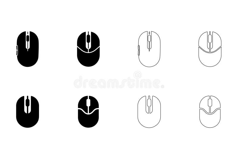 Computer Mouse Icons Set Simple Clean and Smooth Lines and Fill Vector ...