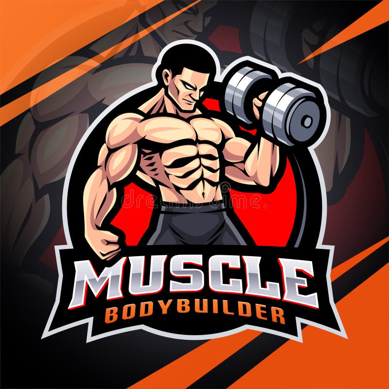 Muscle Body Builder Esport Mascot Logo Design Stock Illustration ...