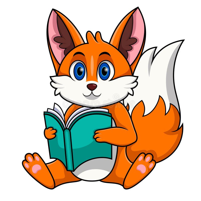 Cute fox reading a book stock vector. Illustration of sketch - 362303581