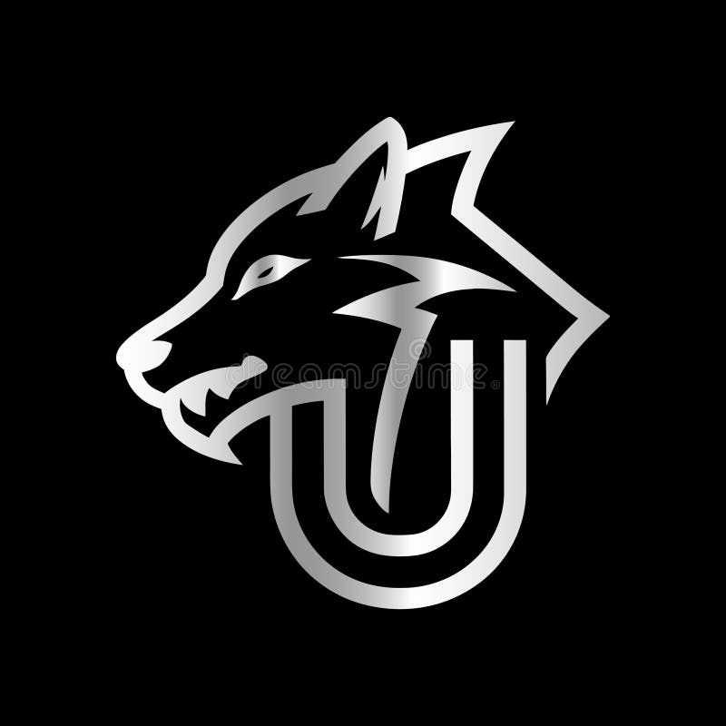 Fox Head Vector Illustration. Letter U Monogram Design Wolf Face Vector ...