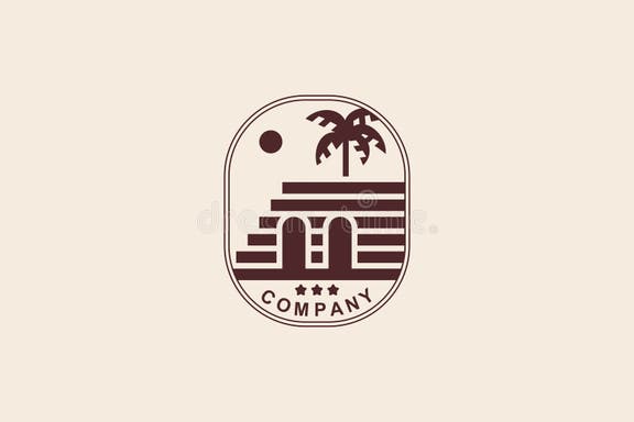 Palm Tree and Ruins Logo stock vector. Illustration of pattern - 374341674