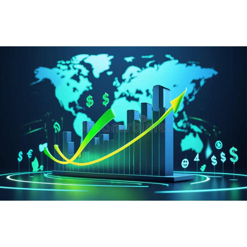 A 3D Bar Chart Rises Progressively from Left To Right Stock ...