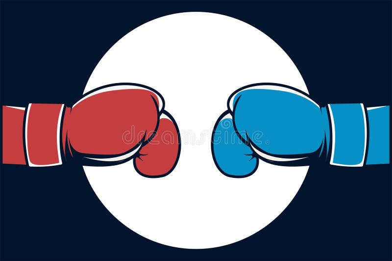 Red Vs Blue Boxing Gloves Vector Face-off Stock Vector - Illustration ...