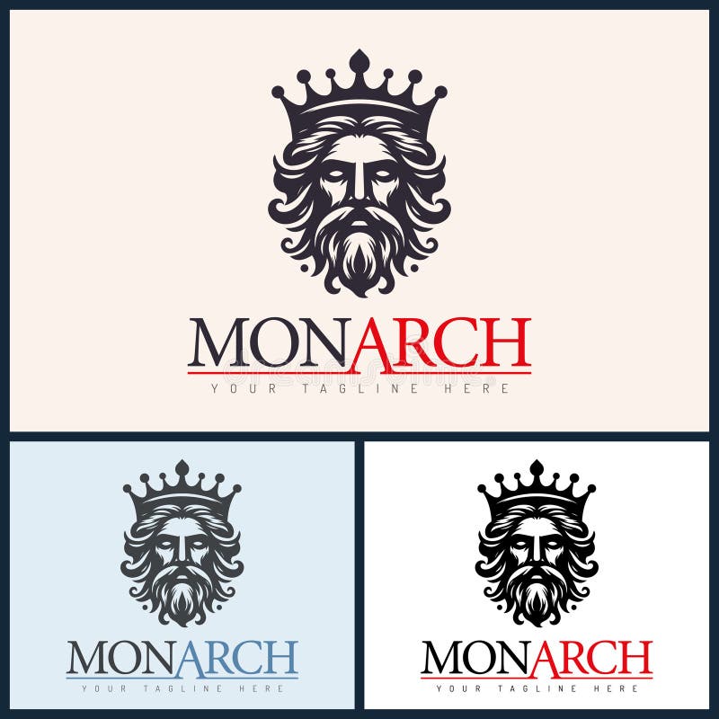 Monarch King Crown Face Head Silhouette Logo Set Design Template Stock ...