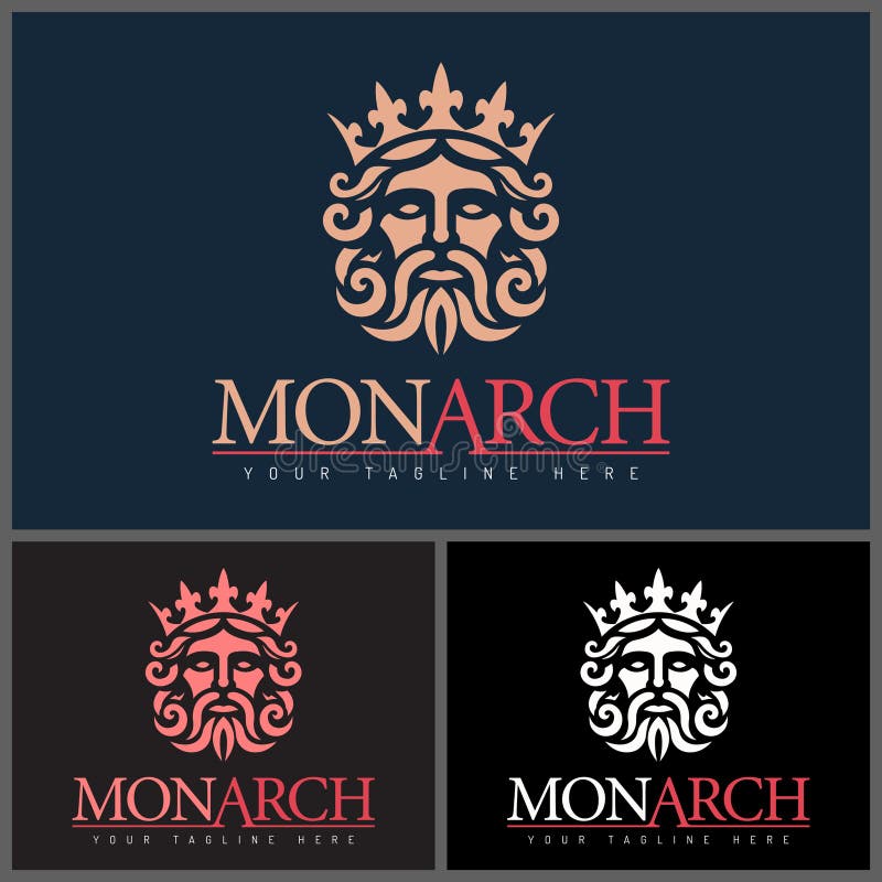 Monarch King Crown Face Head Silhouette Logo Set Design Template Stock ...