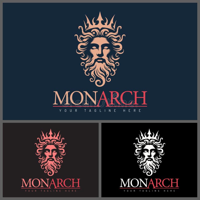 Monarch King Crown Face Head Silhouette Logo Set Design Template Stock ...
