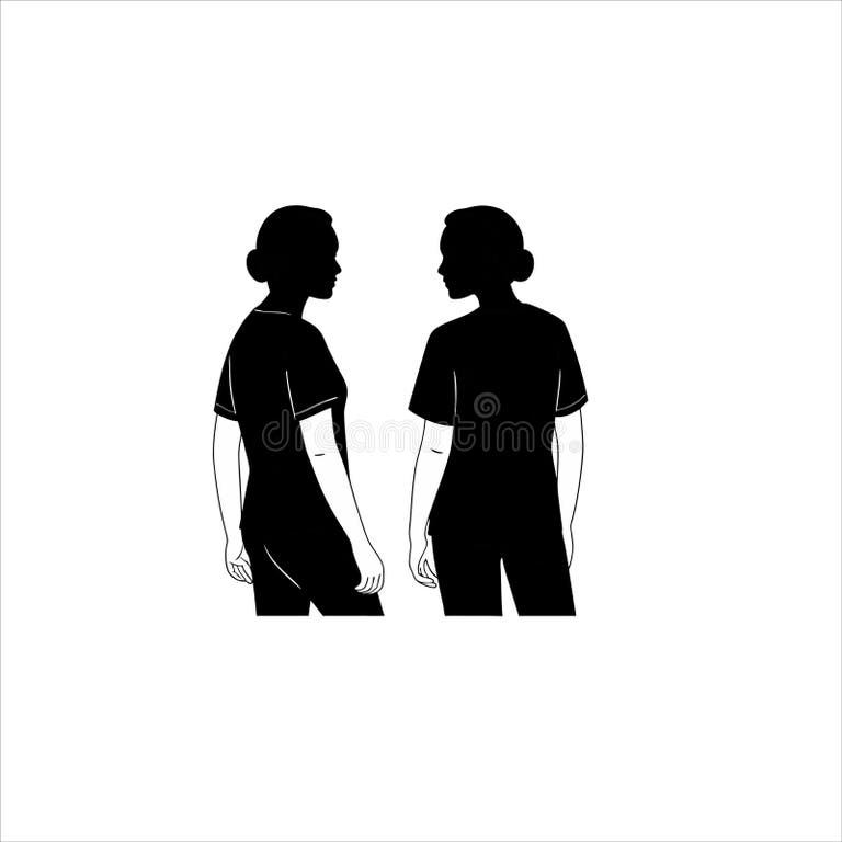 Two People Standing Back To Stock Illustrations – 286 Two People ...