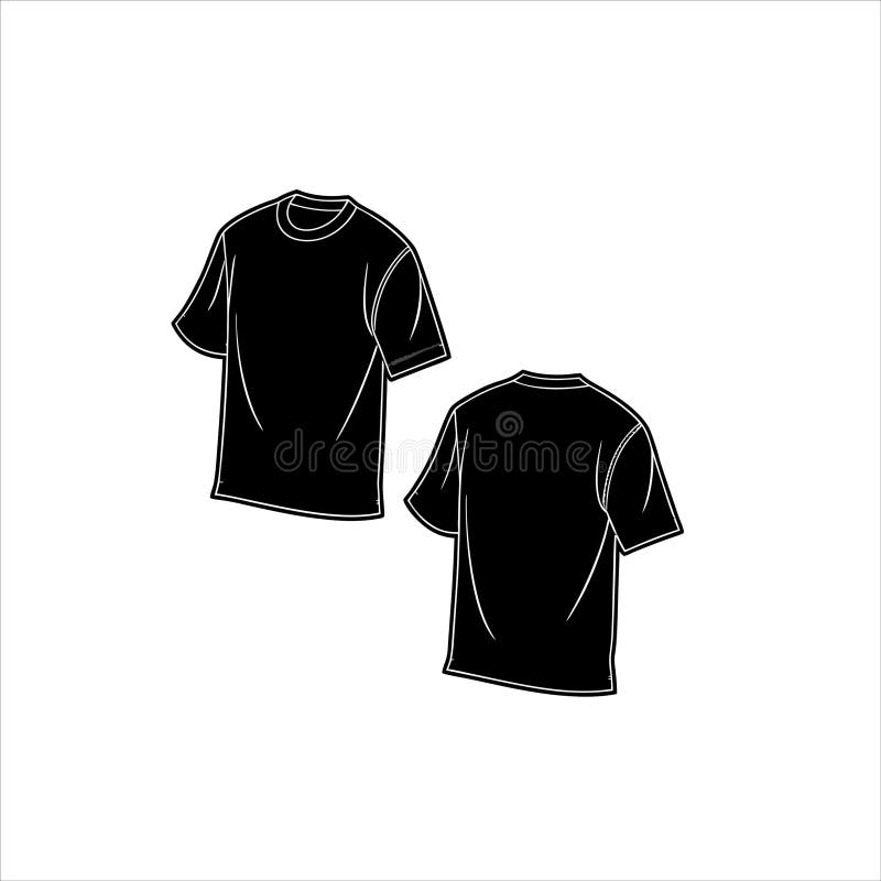 Two Black T Shirts Front and Back View Isolated on a White Background ...