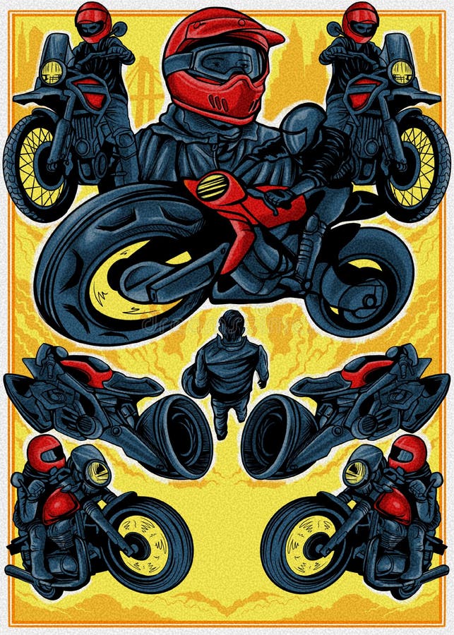Dynamic Illustration of Motorcycle Riders in Action – Comic Art Style ...