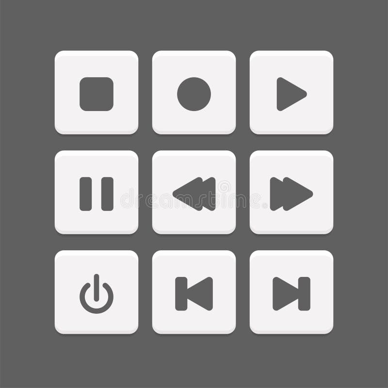 Set of Multimedia Player Icon Stock Vector - Illustration of player ...