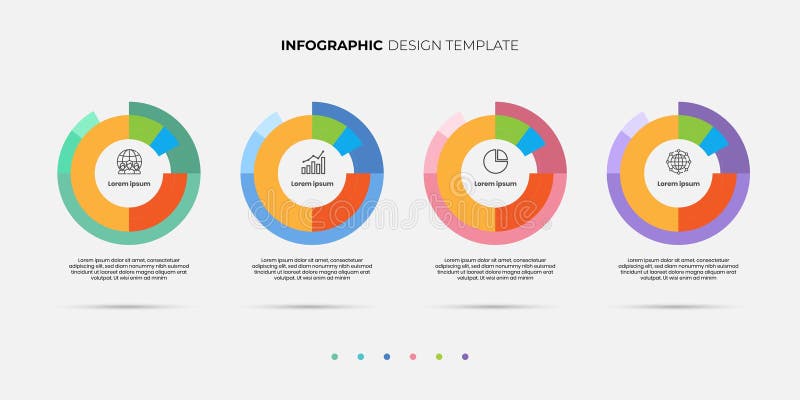 4 Step Timeline Journey. Business Infographic Analyst Uses a Chart and ...