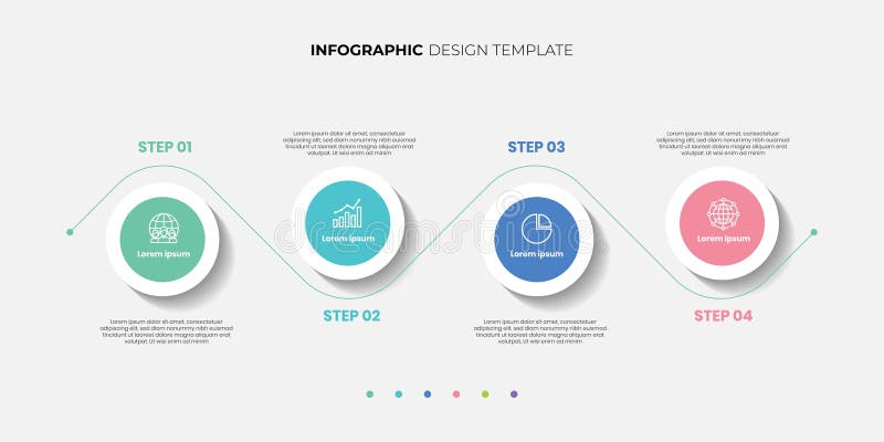 4 Steps Journey Infographics Design Template. Graph, Pie Chart ...