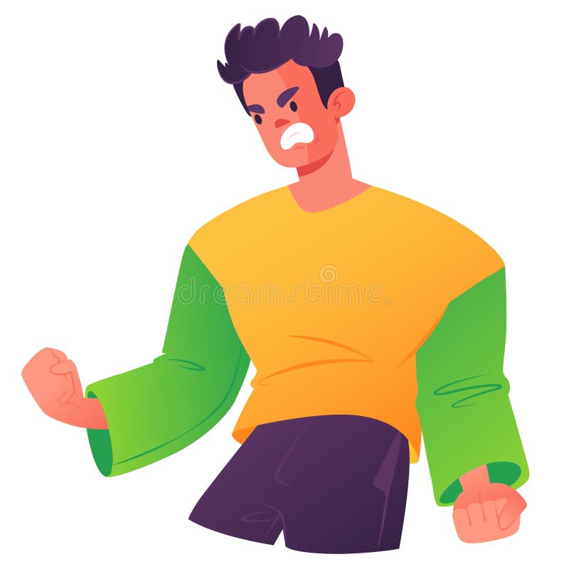 Very Angry Person, Angry Young Man Screaming with Clenched Teeth with a ...