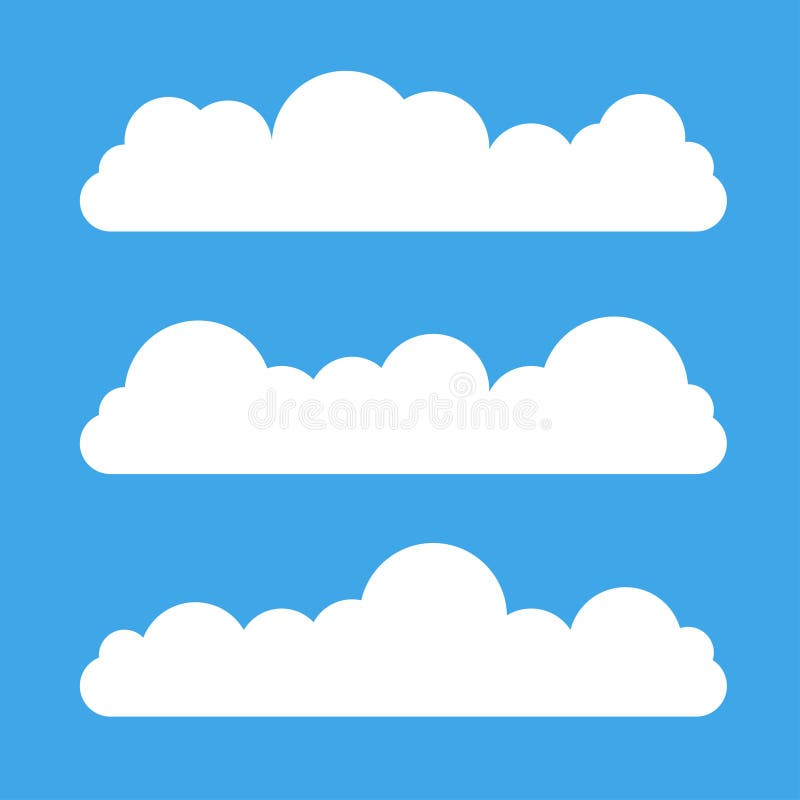 Flat Cloud. Simple Cloudy Shapes. Cartoon White Puffy, Fluffy and ...