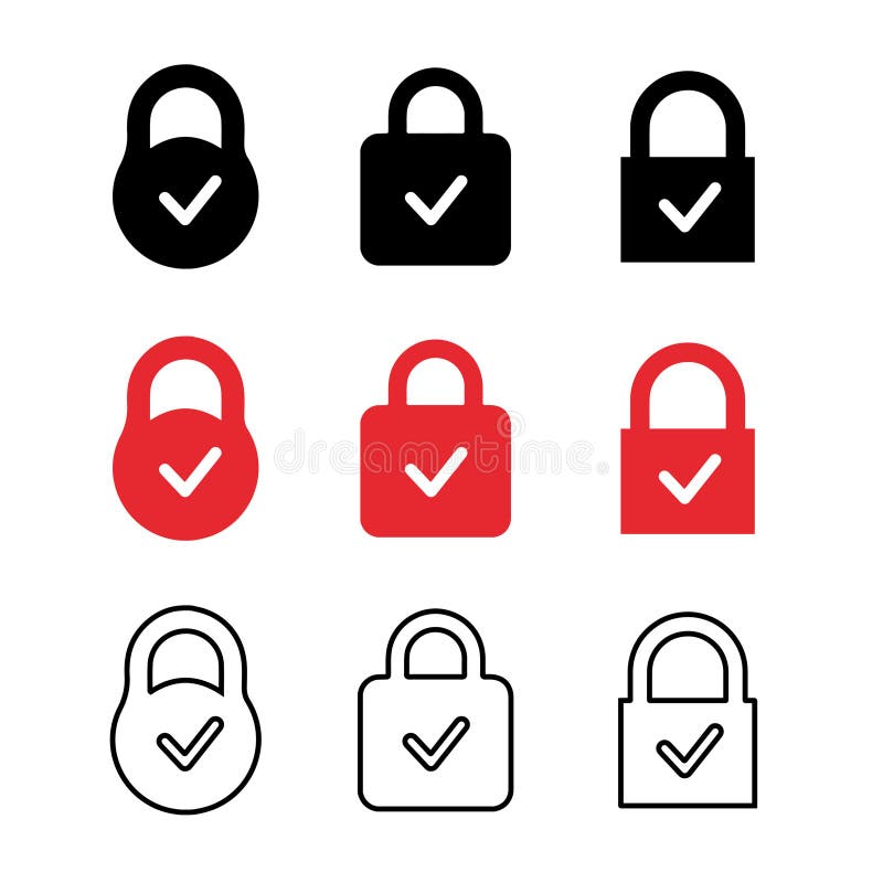 Lock Icon, Lock with Tick, Lock Check Mark, Security Icon Collection ...