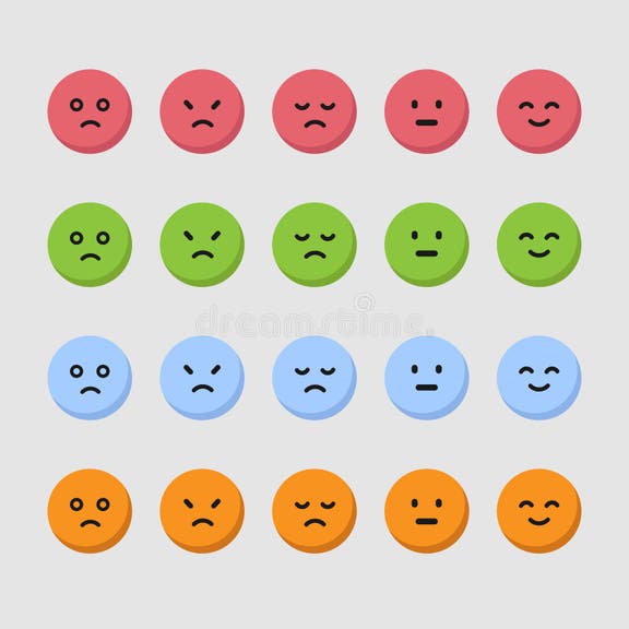 Emoticons Icons Set. Emoji Faces Collection. Emojis Flat Style Stock ...