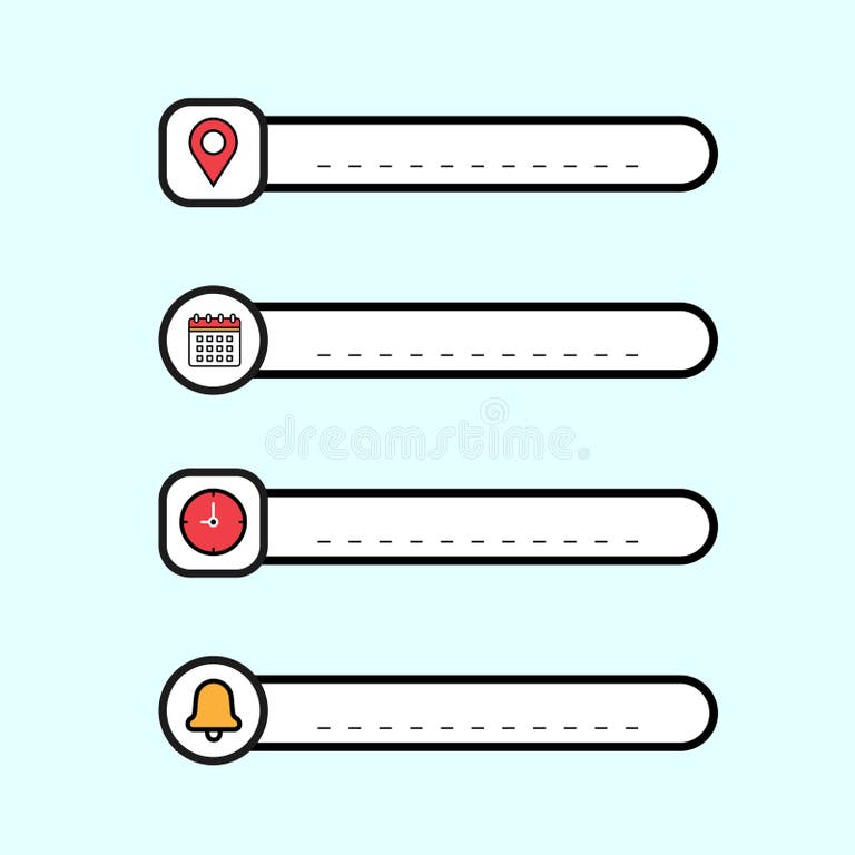 Date, Time, Address and Notification Bell Icon Set. Business Calendar ...