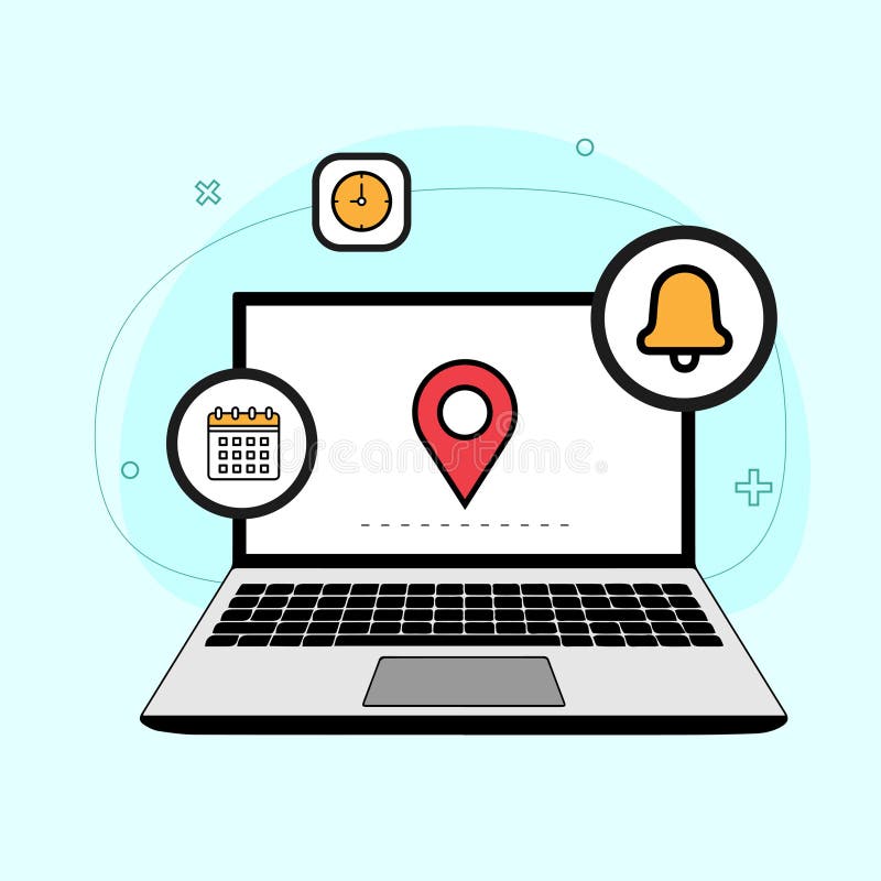 Date, Time, Address and Notification Bell Icon Set. Business Calendar ...