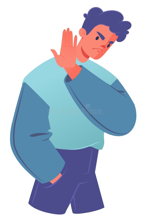 Irritated Dissatisfied Young Man Makes Stop Gesture Stock Vector ...