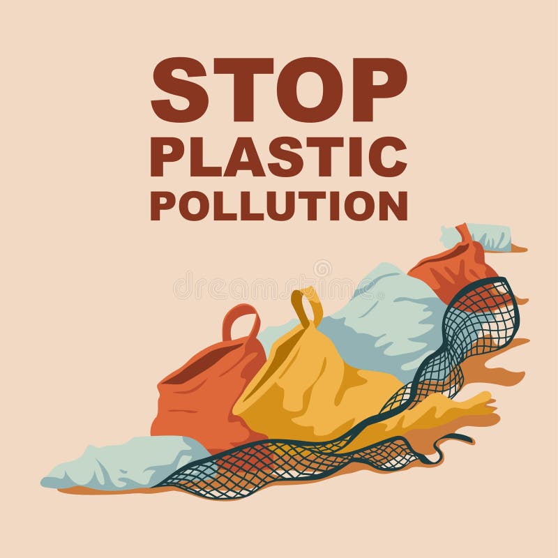 Stop Plastic Pollution Vector Poster Design. Stock Vector ...