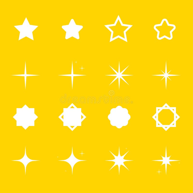 Star of Different Shapes Flash Silhouette Set, Collection of Twinkle ...