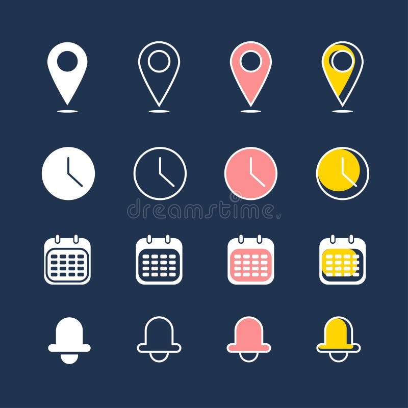 Set of Time and Calendar Icons in Cute Doodle Style Stock Vector ...
