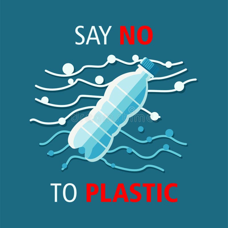 Say No To Plastic Bottle Pollution Illustration. Stock Vector - Illustration of cartoon ...