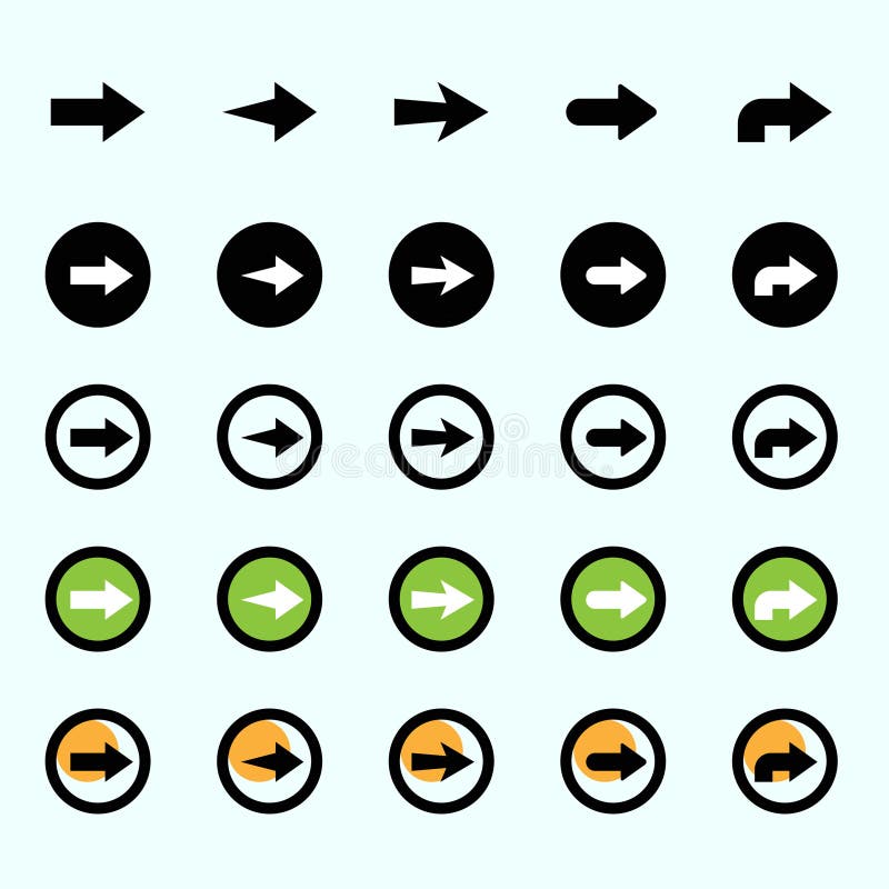Colorful Big Arrow Icon Set, Arrow Collection Cursor. Modern Arrow ...