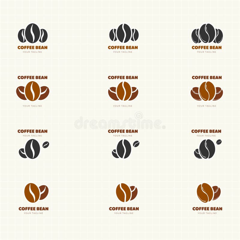Modern Coffee Beans Icon Signs Set. Caffeine Logo Symbol Trend Design ...