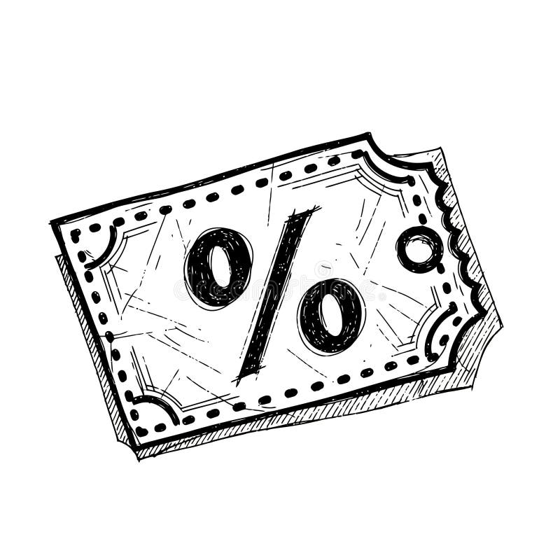 Hand-Drawn Discount Coupon stock vector. Illustration of gift - 393839511