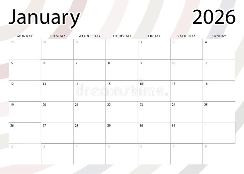 January 2026 Calendar Stock Illustrations – 8,382 January 2026 Calendar ...
