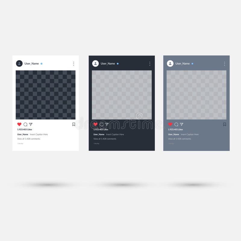 Instagram Post Frame Mockup Template Design in Light Mode and Dark Mode ...