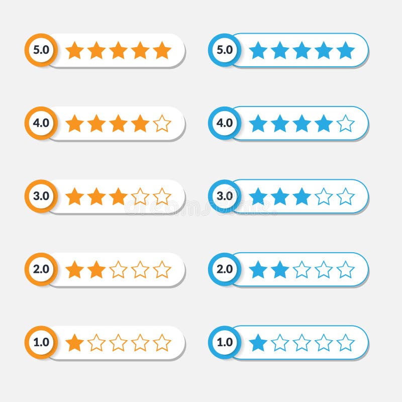 Set Five Stars Icon. Five Stars Customer Product Rating Review Flat ...