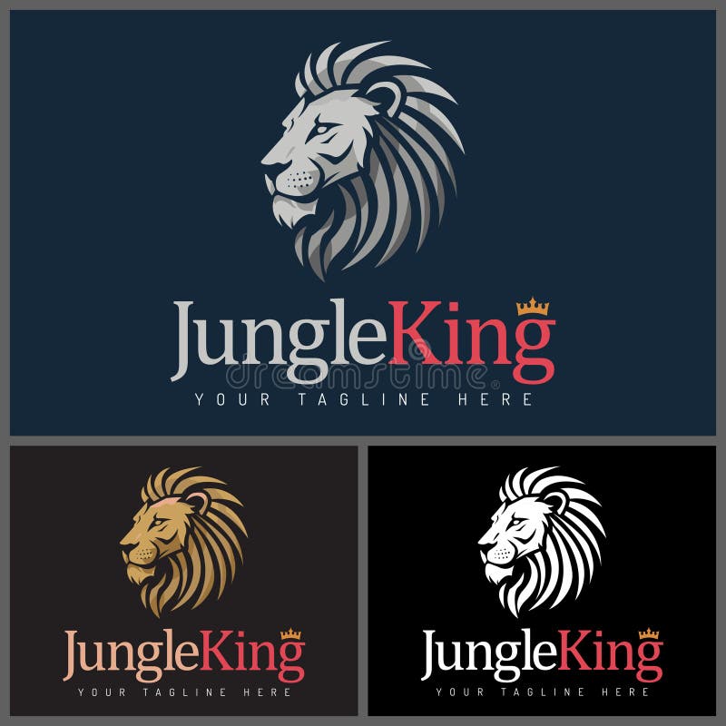 Lion Jungle King Face Head Mascot Logo Set Template Design Stock Vector ...