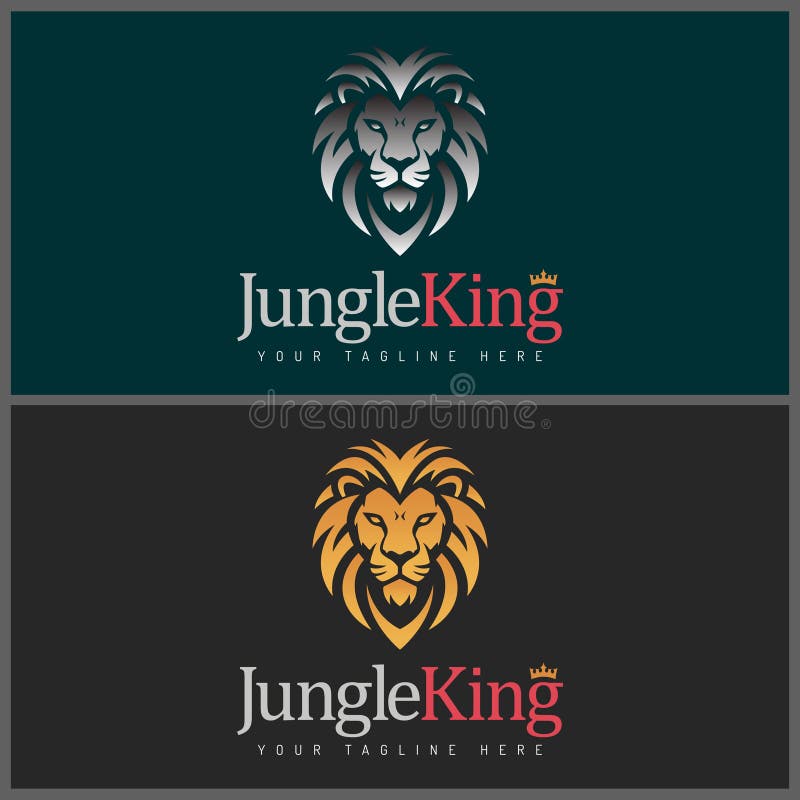 Lion Jungle King Face Head Mascot Logo Set Template Design Stock Vector ...