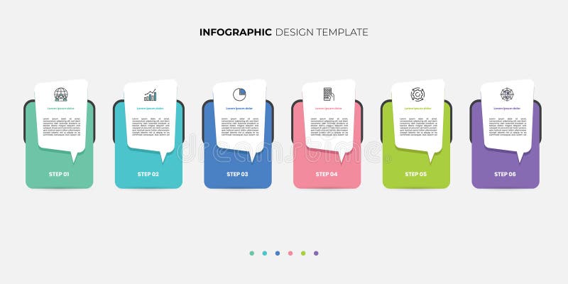 5 Steps Infographics Design Template. Graph, Pie Chart, Workflow Layout, Rectangular Box Diagram ...
