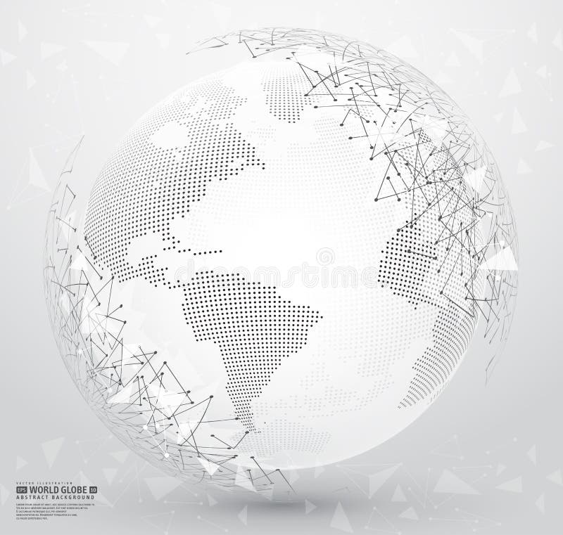 Abstract Planet Earth with Polygonal Connecting Dots and Lines Stock ...