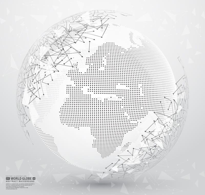 Blue Abstract Globe Earth with Connecting Dots and Lines Stock Vector ...