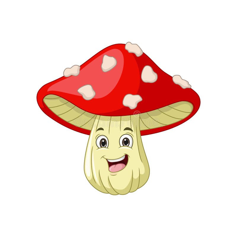 Cute Smiling Mushroom Cartoon Character Stock Vector - Illustration of ...