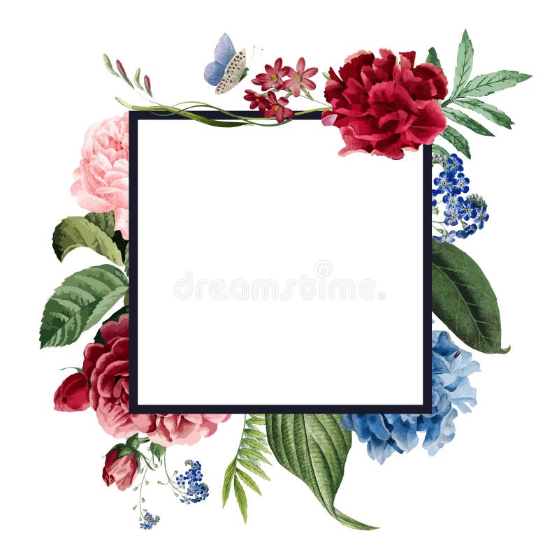 Blank Floral Frame Card Illustration Stock Vector - Illustration of ...