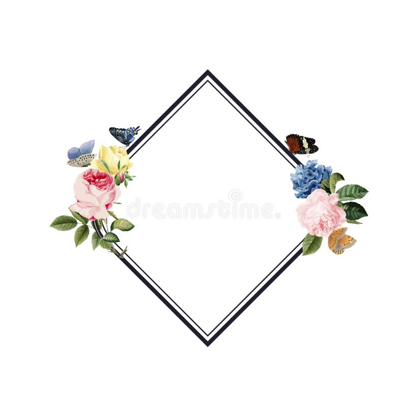 Blank Floral Frame Card Illustration Stock Vector - Illustration of ...