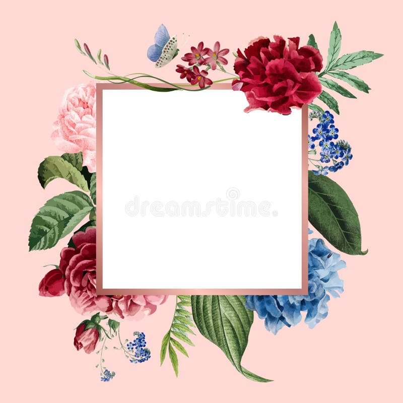 Blank Floral Frame Card Illustration Stock Illustration - Illustration ...