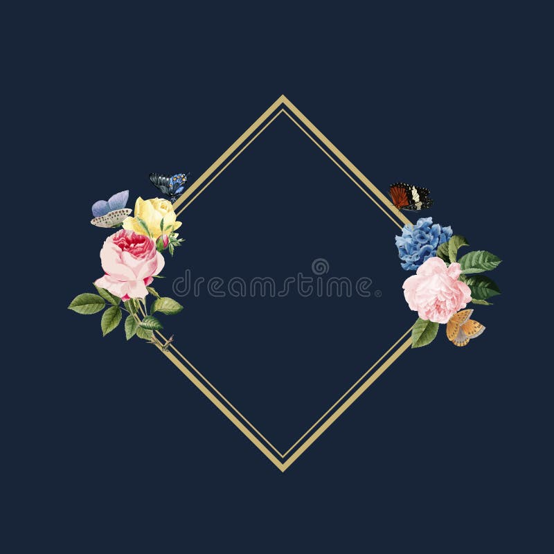 Blank Floral Frame Card Illustration Stock Vector - Illustration of ...