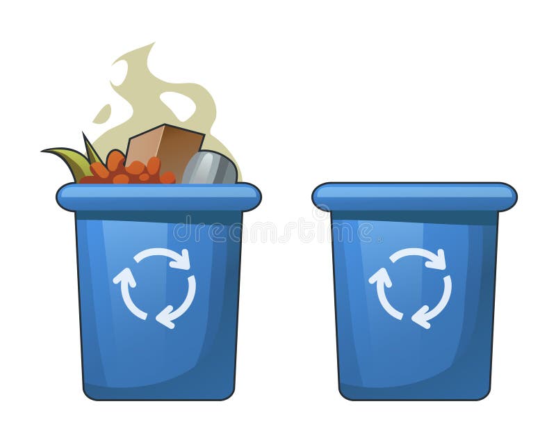 Trash Bins with Assorted Garbage. Recycling of Different Materials ...