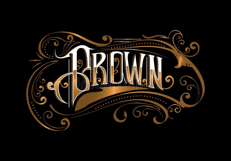 Basic RGB BROWN Word Lettering Custom Design Stock Vector ...