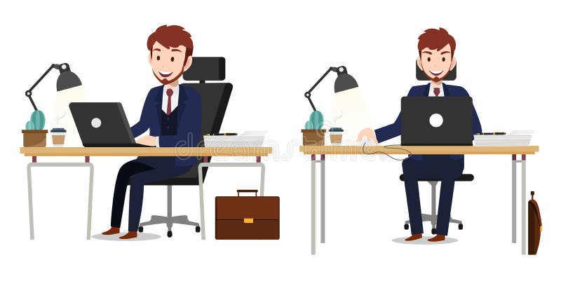 Cartoon Character with Businessman Working Character Vector Design ...