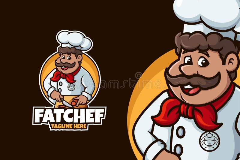 Fat Chef Mascot Logo stock illustration. Illustration of person - 200404297